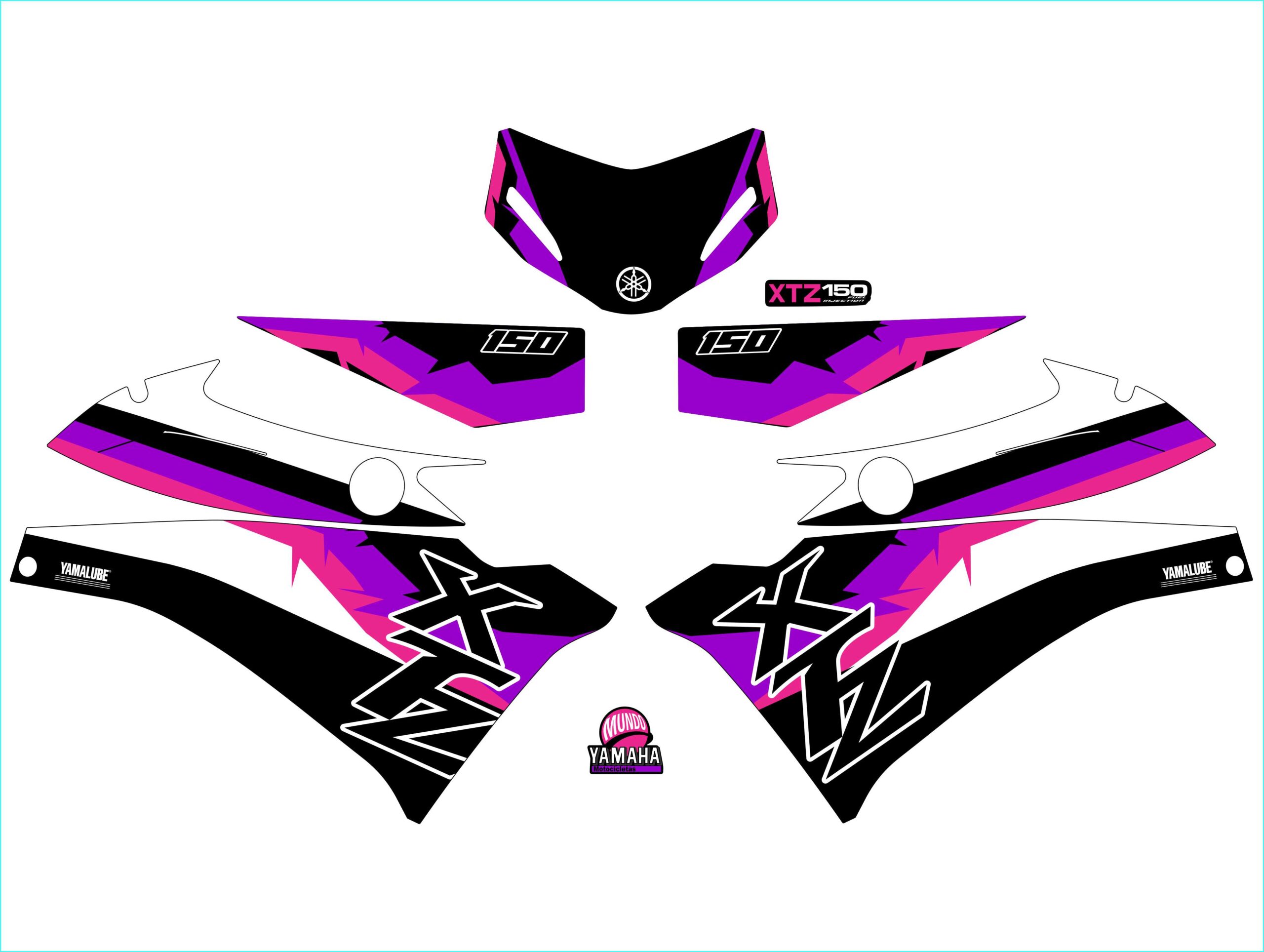 XTZ 150 PERSONALIZADA 3 LINEAS MORADO FUCSIA Y NEGRO – Calcas Monkey